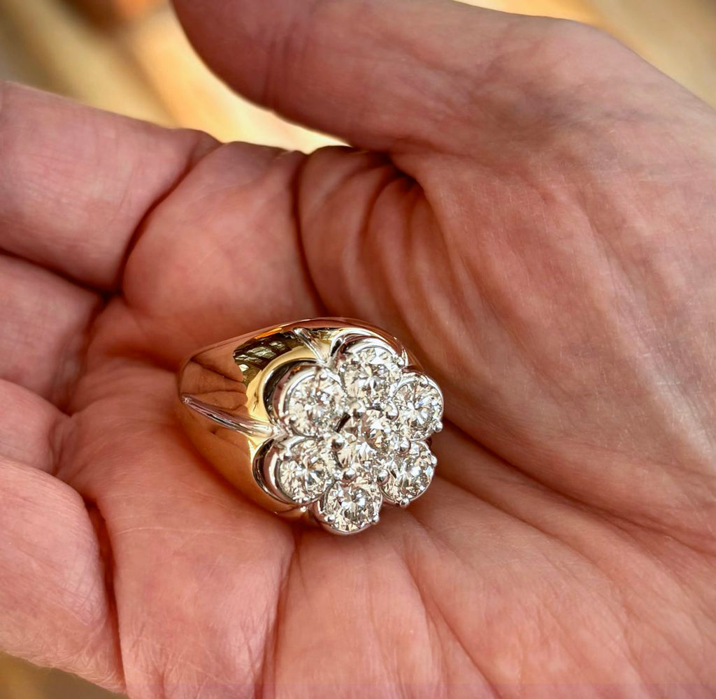 5 carats of Diamonds, Magnificent Men's Diamond 14k Gold Cluster – Gem ...