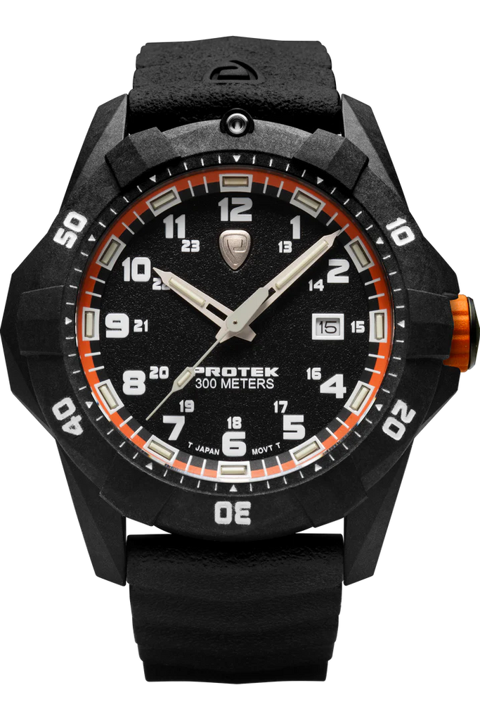 Protek PT1004 – Military Dive Watch, 300M WR, Black & Orange with Trit – Gem of the Day