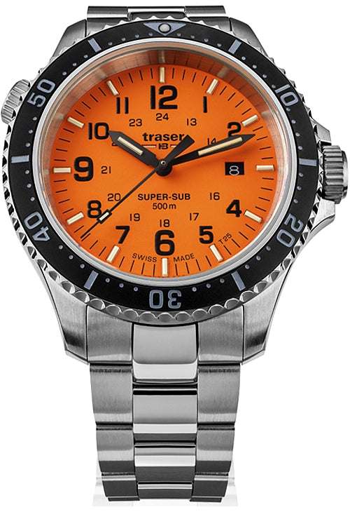 Traser P67 Super-Sub 500 Meter TRITIUM Professional Dive Watch, Orange ...