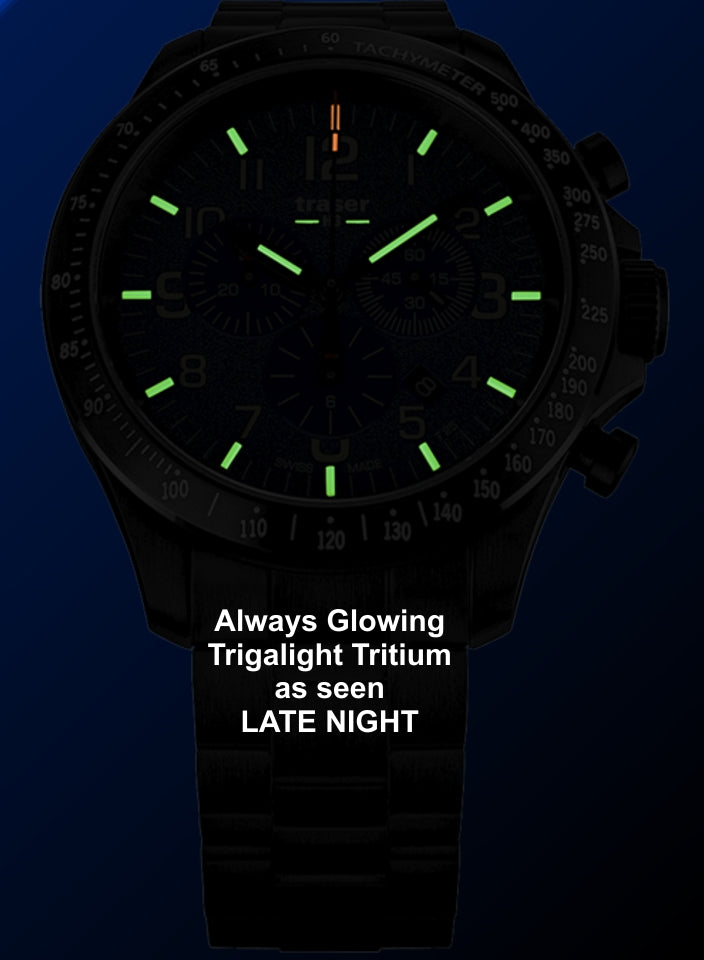 Traser P67 Officer Pro Chronograph, Blue DIal, Black Steel Bracelet, 1 ...