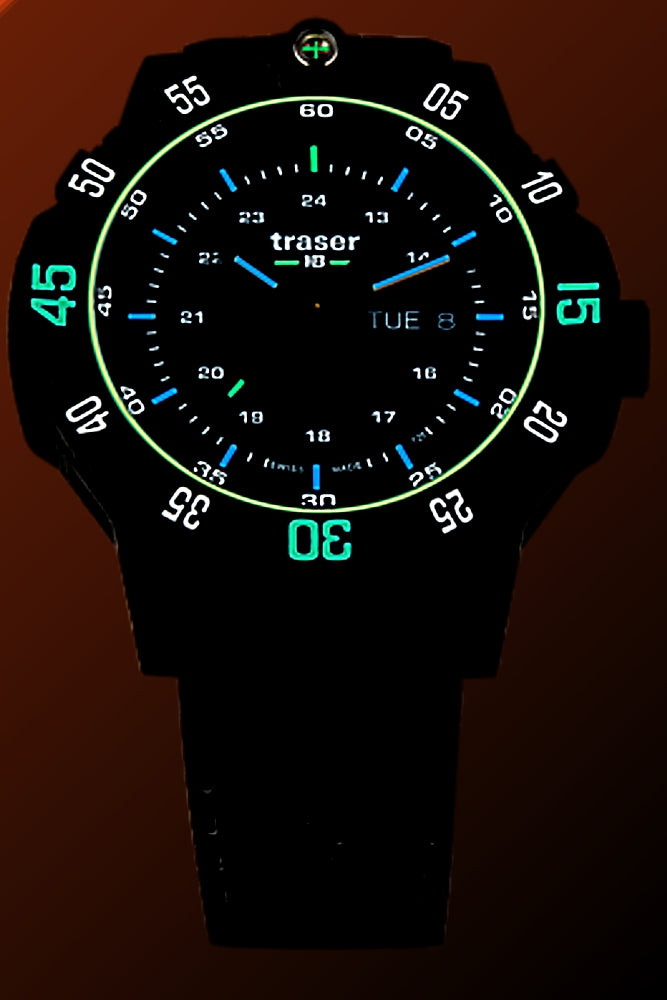 NEW! Traser P99 Q Tactical Blue, Tritium Military Watch, Dive Strap, 1 ...