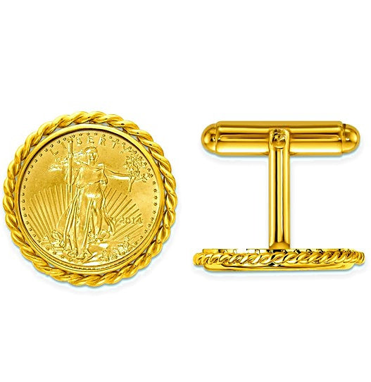 14k Gold Cufflinks featuring the USA 1/10th ounce Walking Liberty Gold ...